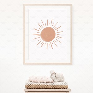 Neutral Sun Print, Boho Nursery Prints, Sun Wall Art Poster, Gender ...