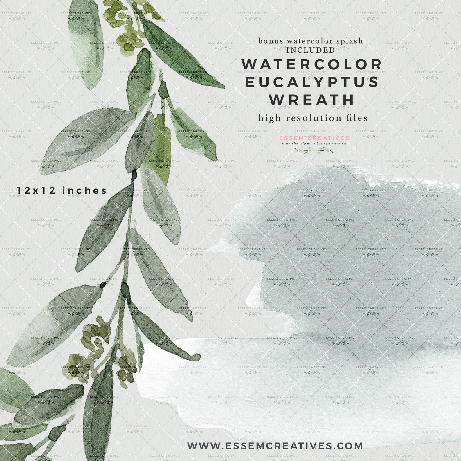 Eucalyptus Wreath Clipart Watercolor Wreath Clip Art Laurel | Etsy