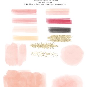 Watercolor Brush Strokes Textures Clipart, Blush Pink Peach Gold ...
