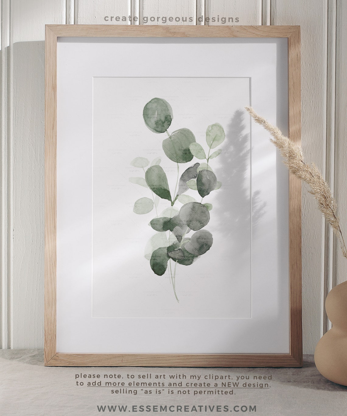 Watercolor Eucalyptus Leaf Clipart Green Leaves Branch Border | Etsy