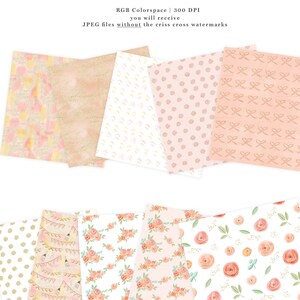 Valentine's Day Digital Papers, Pink Peach Gold Floral Seamless Surface ...