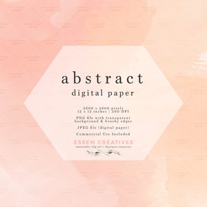 Abstract Watercolor Background Digital Paper, Blush Pink Orange Coral ...