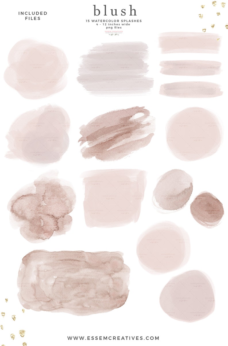 Blush Pink Watercolor Clipart Texture Shapes Splash Splodge | Etsy