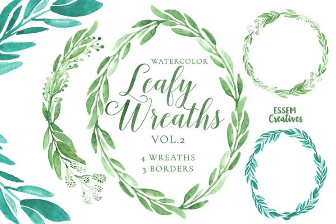 Eucalyptus Wreath Clipart, Watercolor Leaves Clip Art, Rustic Floral ...