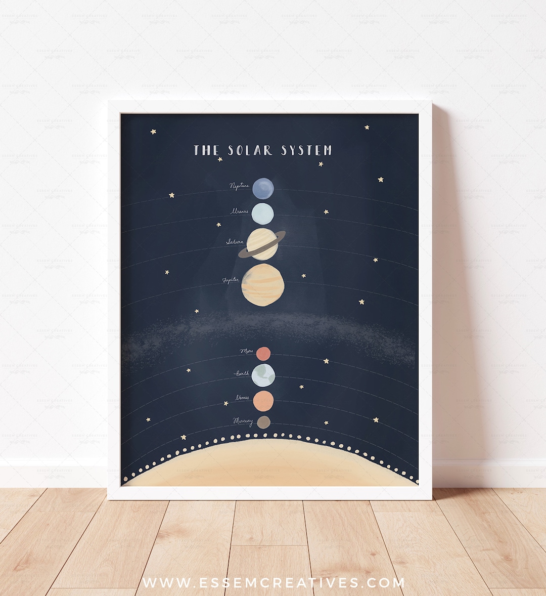 Solar System Poster, Navy Planets Space Celestial Print, PRINTABLE Wall ...