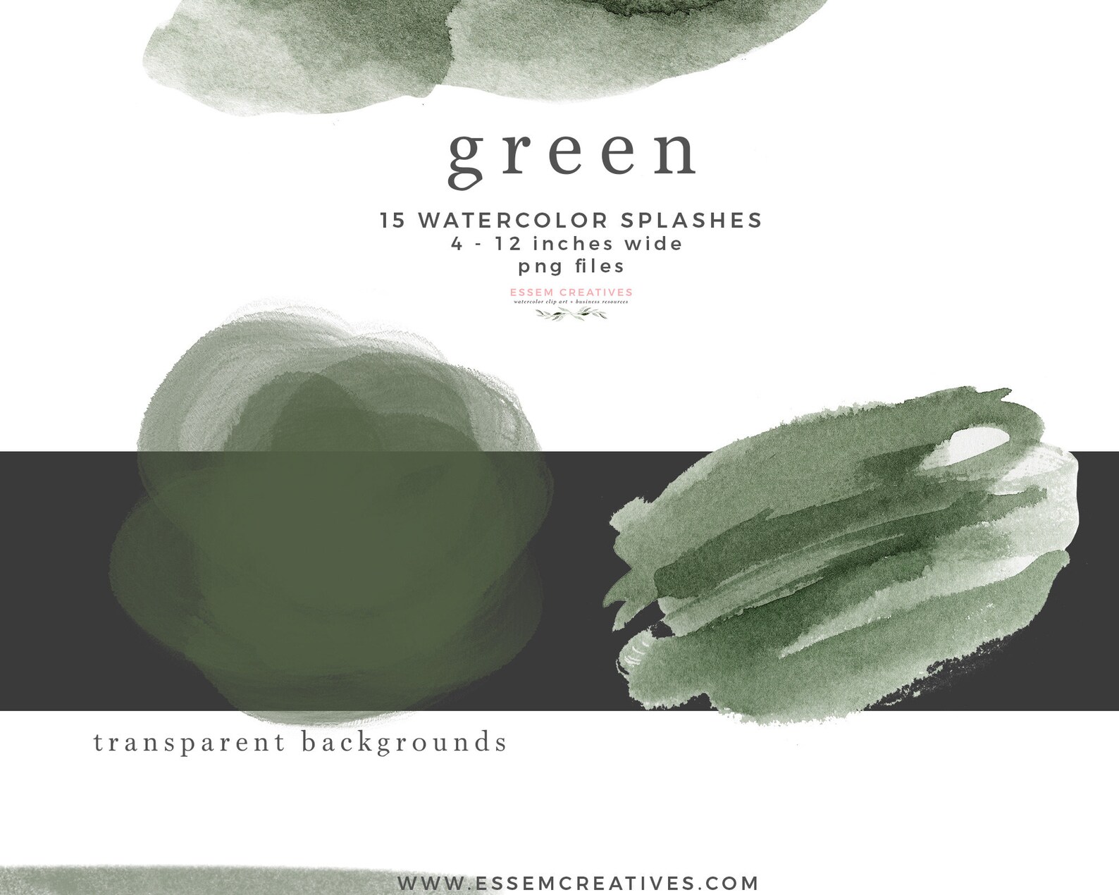 Green Watercolor Clipart Texture Shape Splash Olive Dark - Etsy