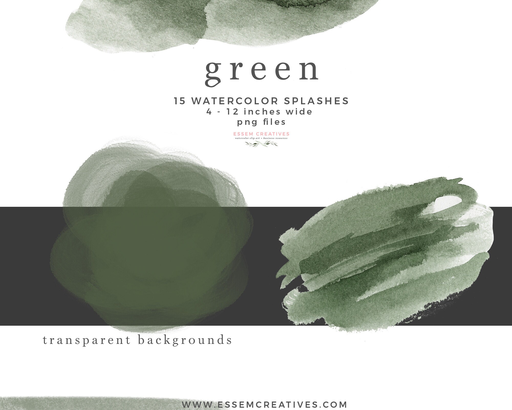 Green Watercolor Clipart Texture Shape Splash Olive Dark - Etsy