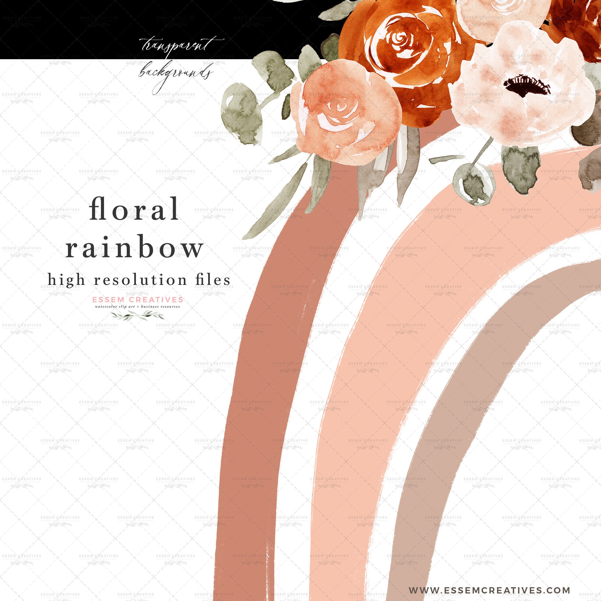 Boho Rainbow Clip Art With Flowers for Girl Baby Shower Birth - Etsy