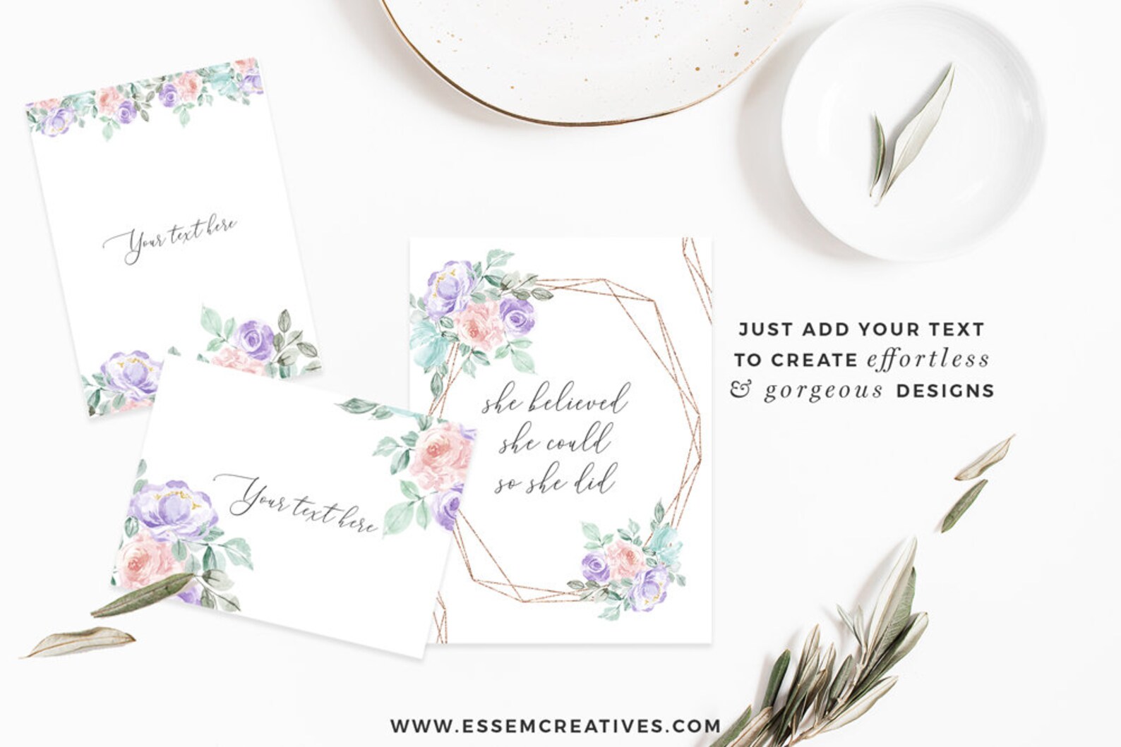 Watercolor Floral Card Border Template Winter Flowers - Etsy