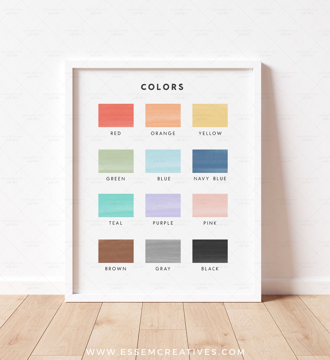 Colors Poster for Kids, Color Chart for Preschool Classroom, Colours ...