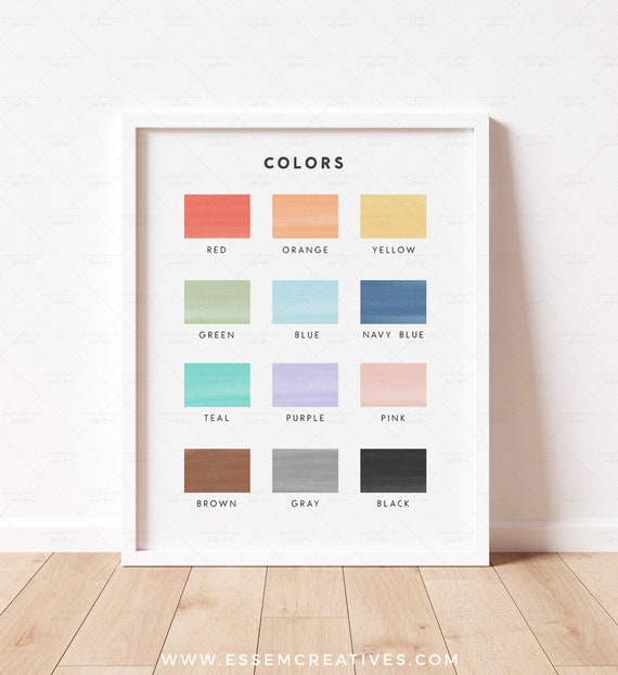 Colors Educational Poster For Toddlers Kids Room