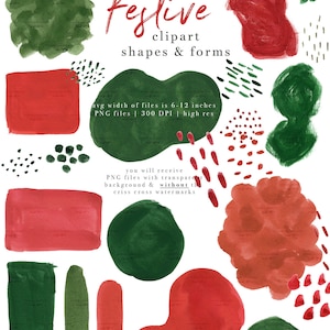 Buy Abstract Christmas Card Clip Art, Modern Holiday Watercolor Splash ...