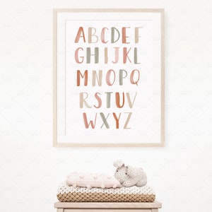 Neutral Alphabet Poster, Boho Alphabet Print, PRINTABLE Wall Art ...