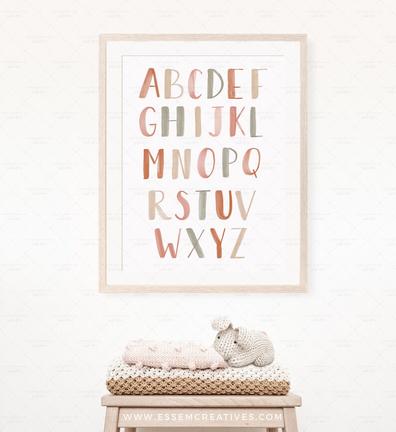 Neutral Alphabet Poster Boho Alphabet Print PRINTABLE Wall - Etsy