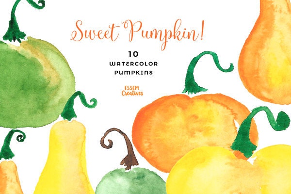 Watercolor Pumpkin Clipart Autumn Fall Clipart Halloween | Etsy
