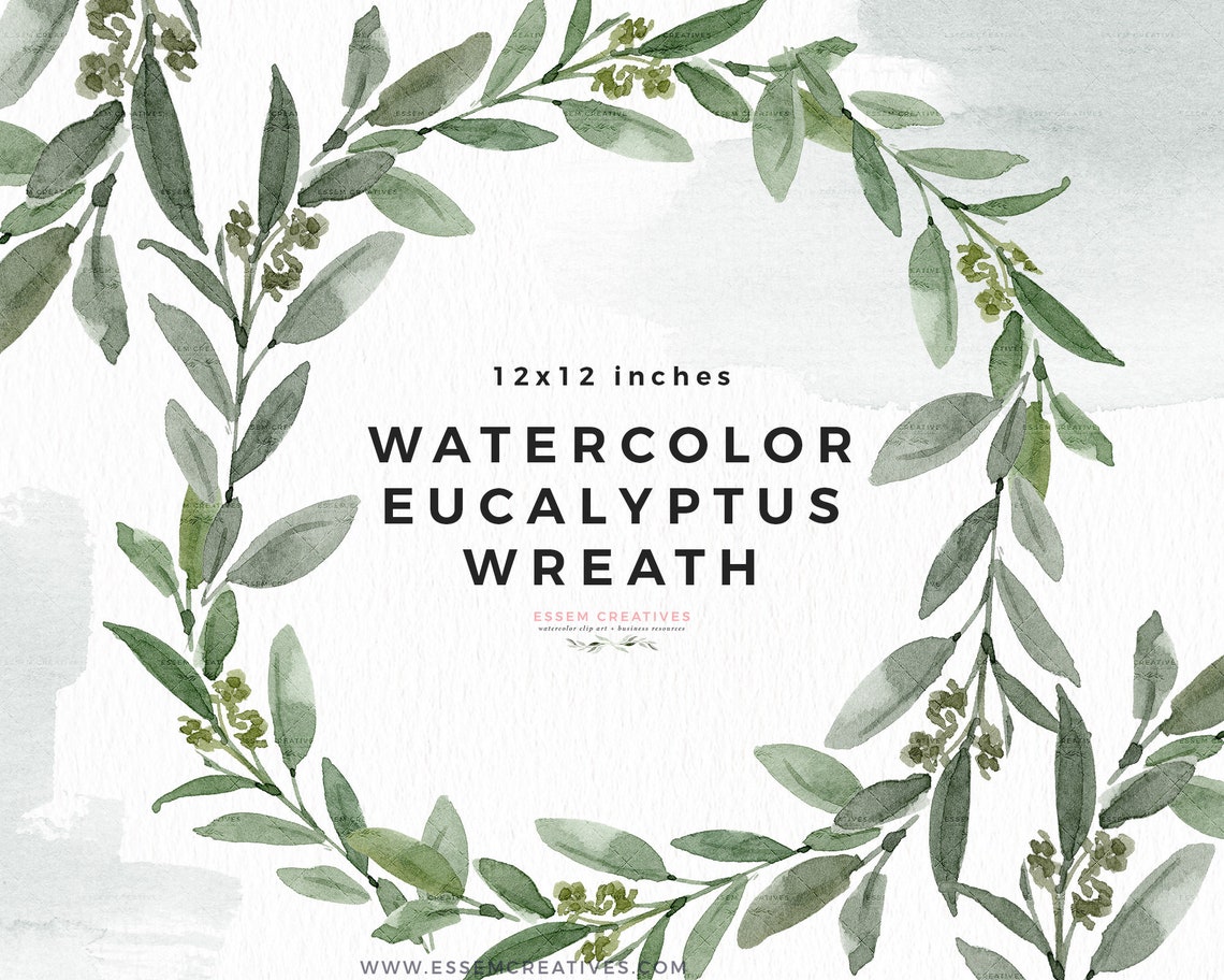 Eucalyptus Wreath Clipart Watercolor Wreath Clip Art Laurel | Etsy