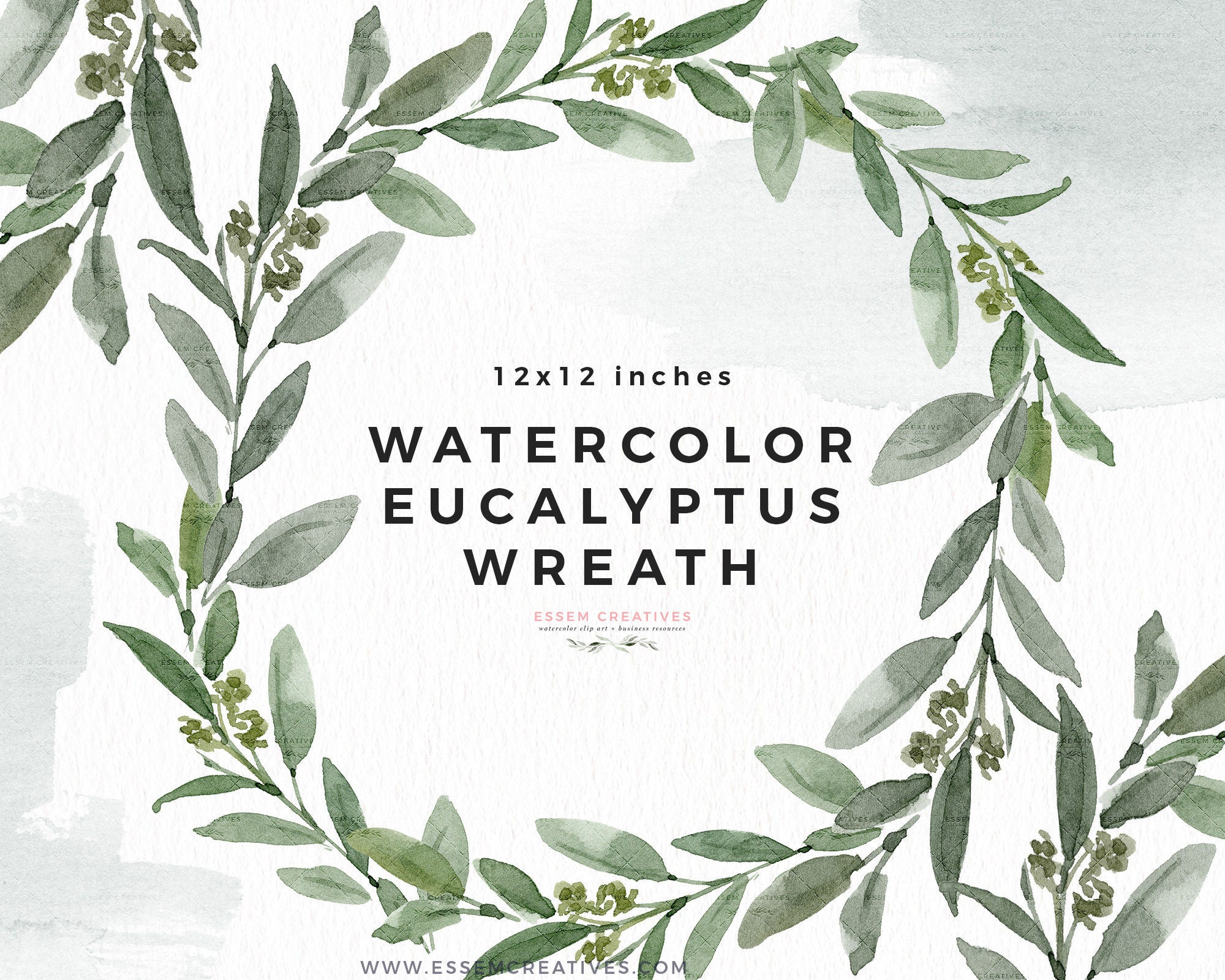 Eucalyptus Wreath Clipart Watercolor Wreath Clip Art Laurel | Etsy
