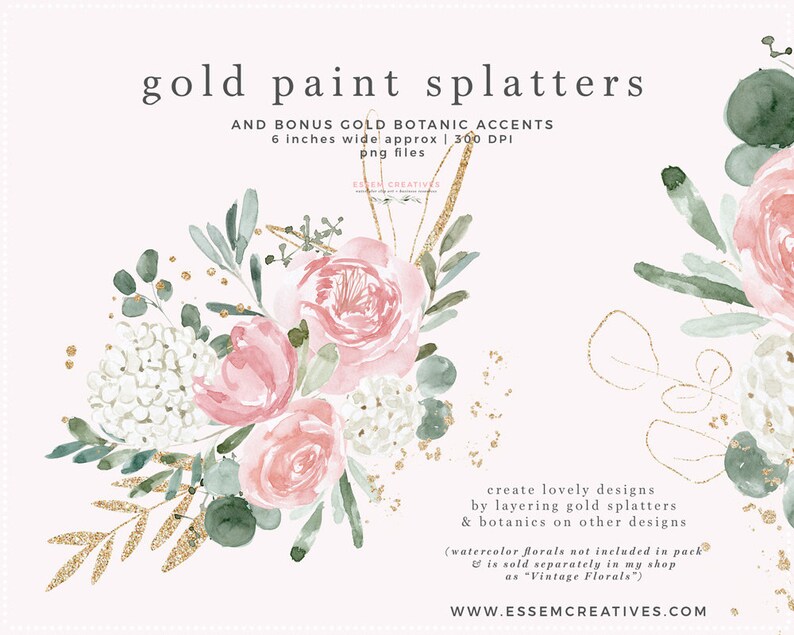 Gold Paint Splatter Clipart Overlay, Gold Glitter Ink Splatter Clip Art ...