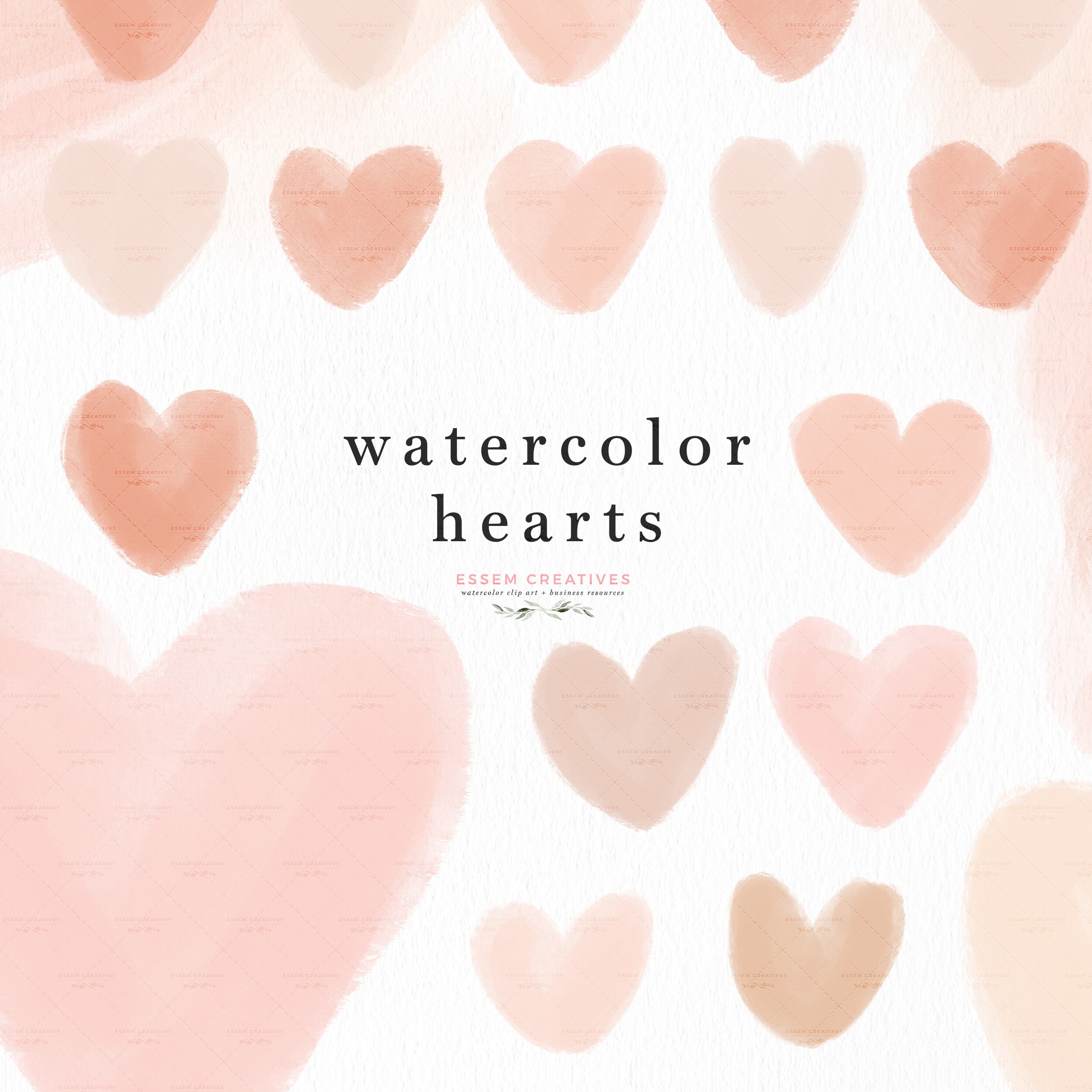 Watercolor Hearts Clipart PNG Valentines Day Clipart - Etsy