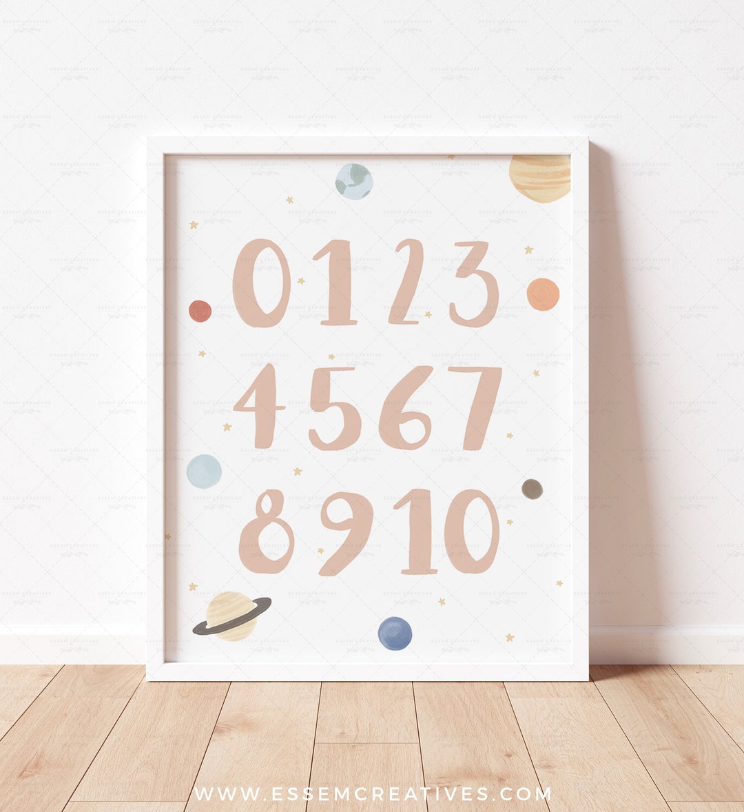 Space Numbers Poster, Boho Solar System 0-10 Print, 123 PRINTABLE Wall ...
