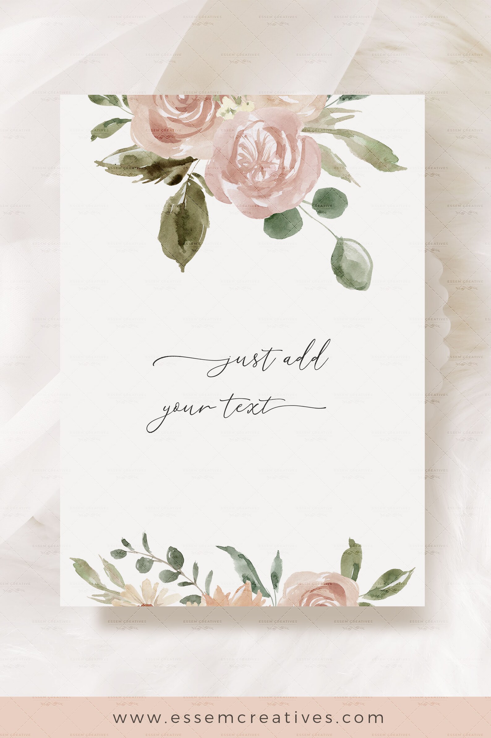 Boho Neutral Floral Clipart, Boho Floral Frame Clip Art, Watercolor ...