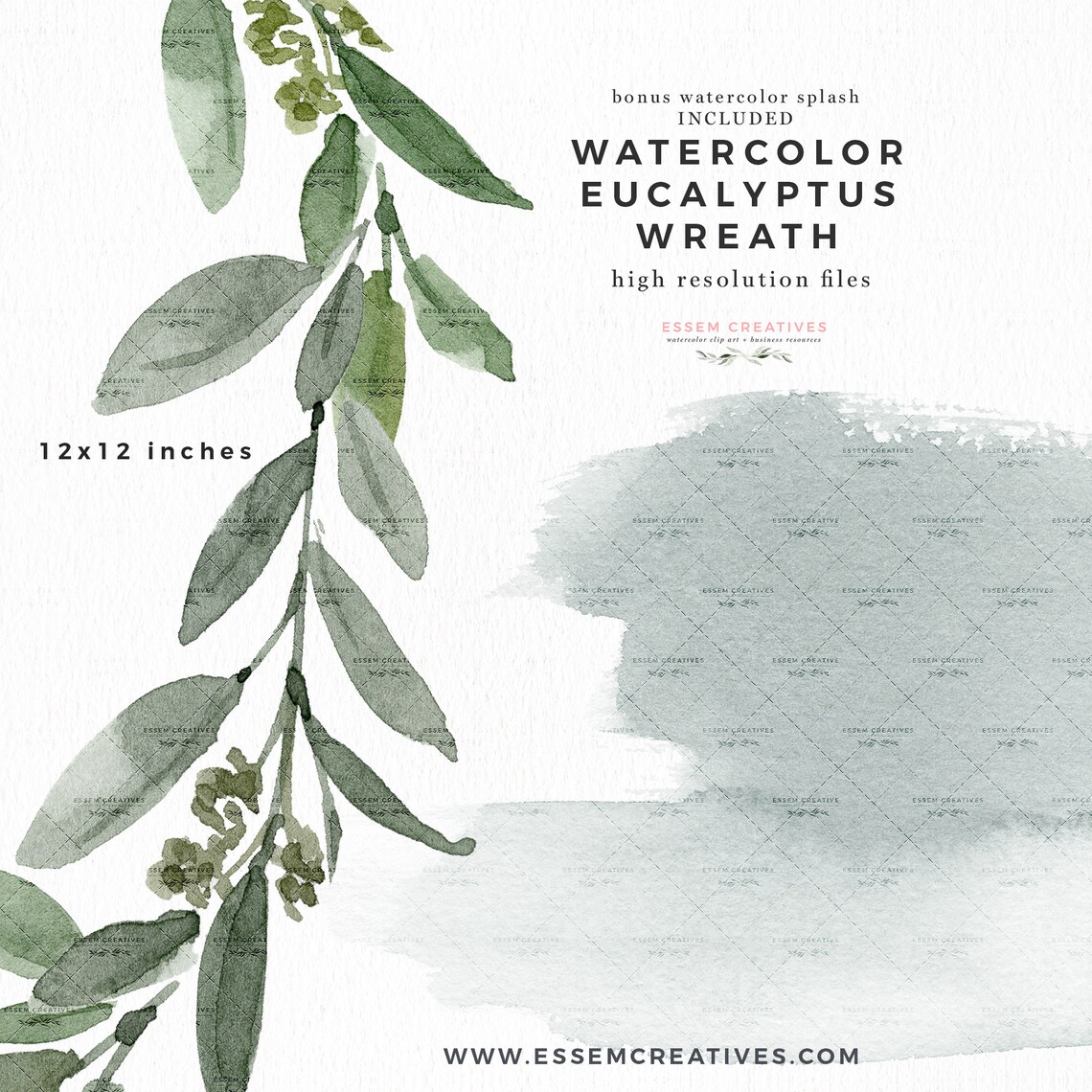Eucalyptus Wreath Clipart Watercolor Wreath Clip Art Laurel | Etsy