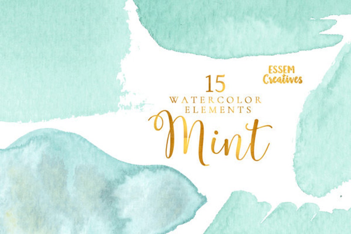 Mint Green Watercolor Clipart Splash Watercolor Graphics - Etsy