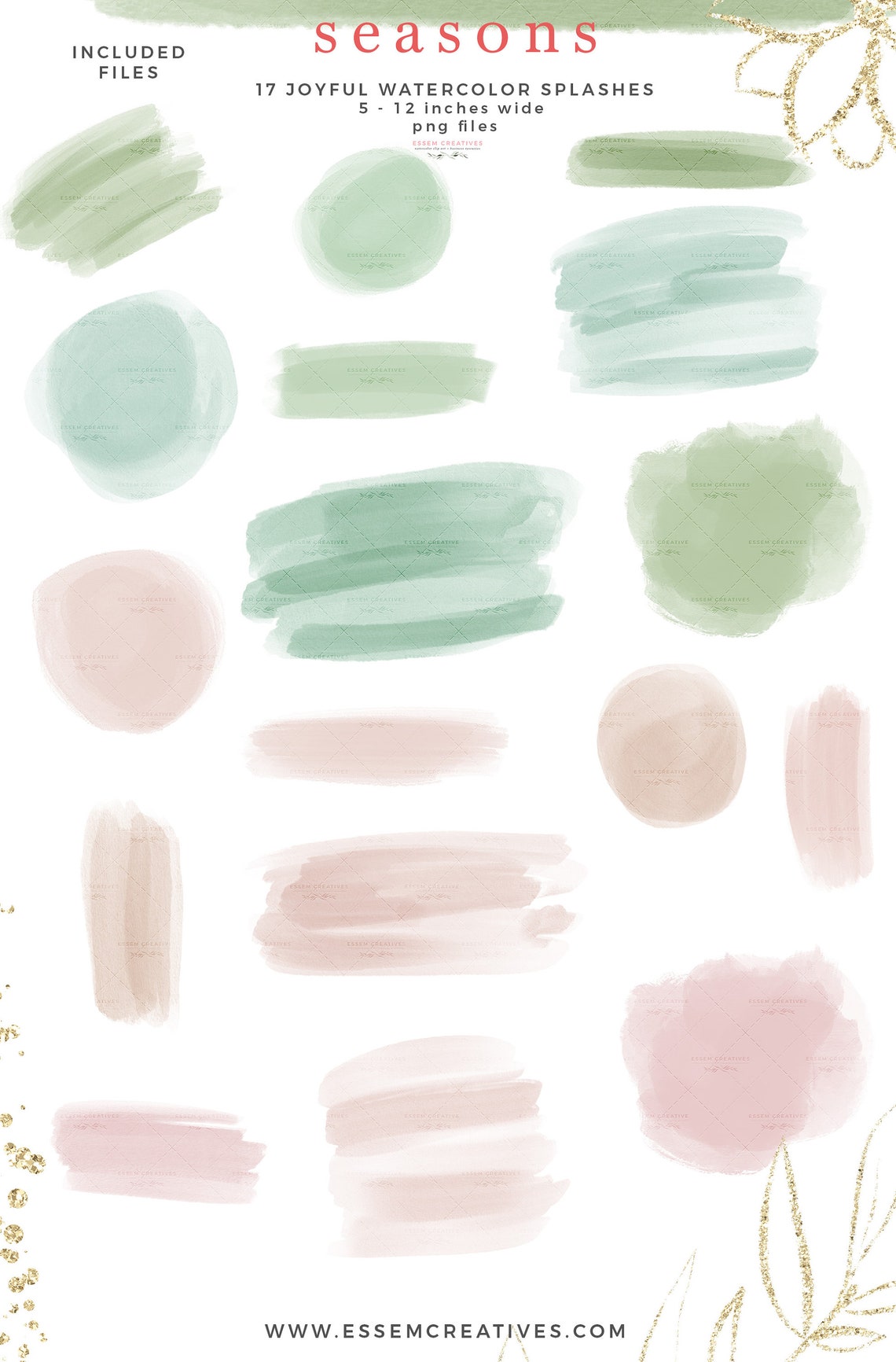 Holiday Watercolor Splashes Splodge Clipart Abstract Pink - Etsy