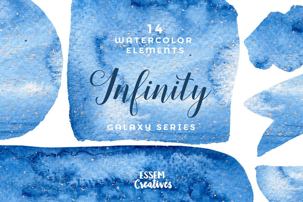 Navy Blue Watercolor Branding Kit, Watercolor Brush Strokes Splash ...