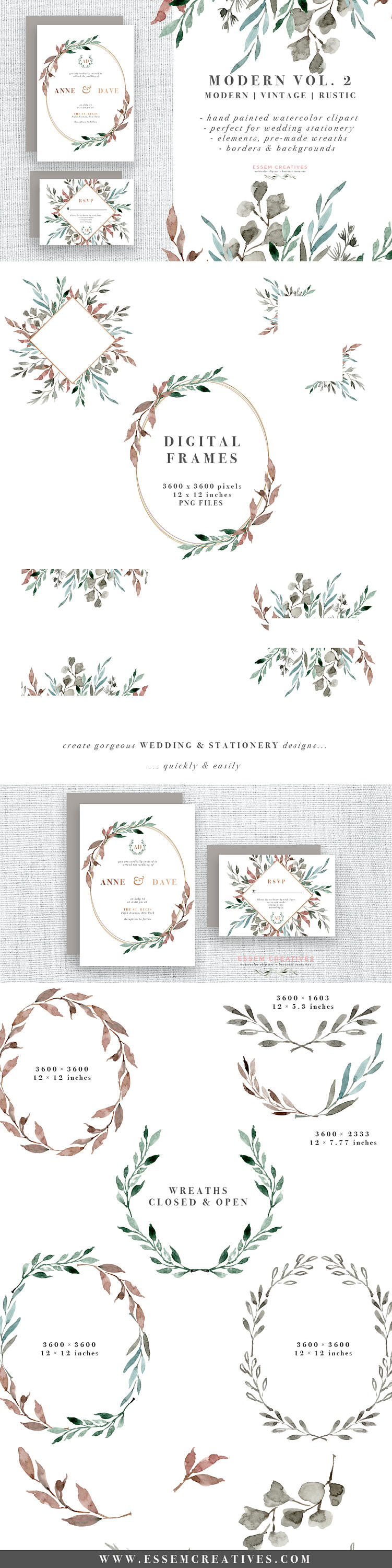 Watercolor Leaf Wreath Clipart Greenery Leaves Watercolor - Etsy