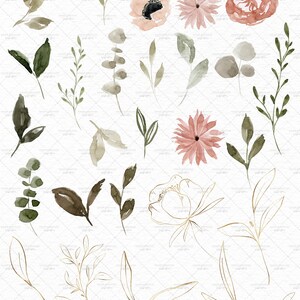 Burgundy Blush Floral Clipart, Boho Wreath Clipart, Watercolor Frame ...