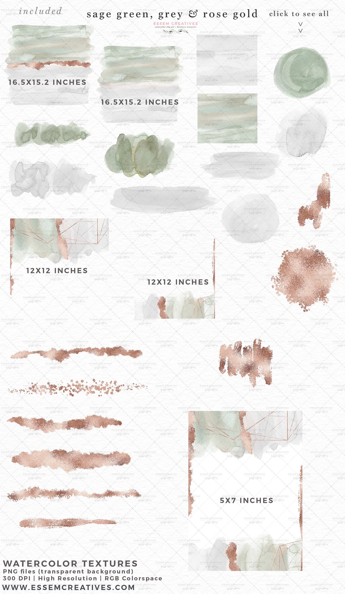 Watercolor Splash Brush Strokes Clipart, Abstract Sage Green Grey Wash ...