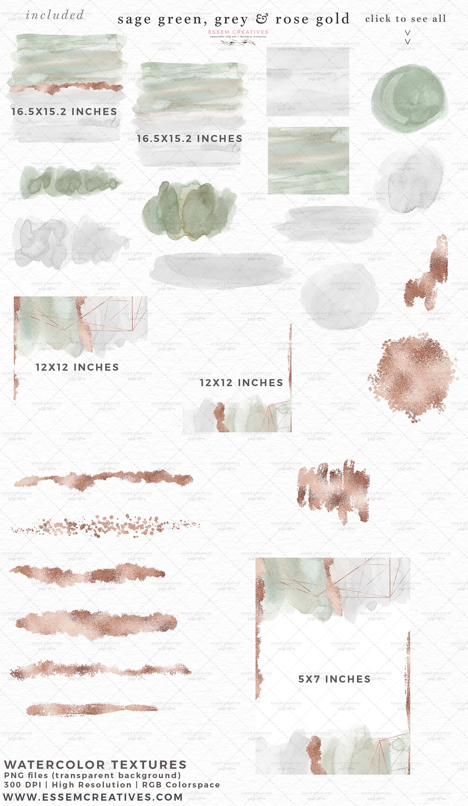 Watercolor Splash Brush Strokes Clipart Abstract Sage Green - Etsy