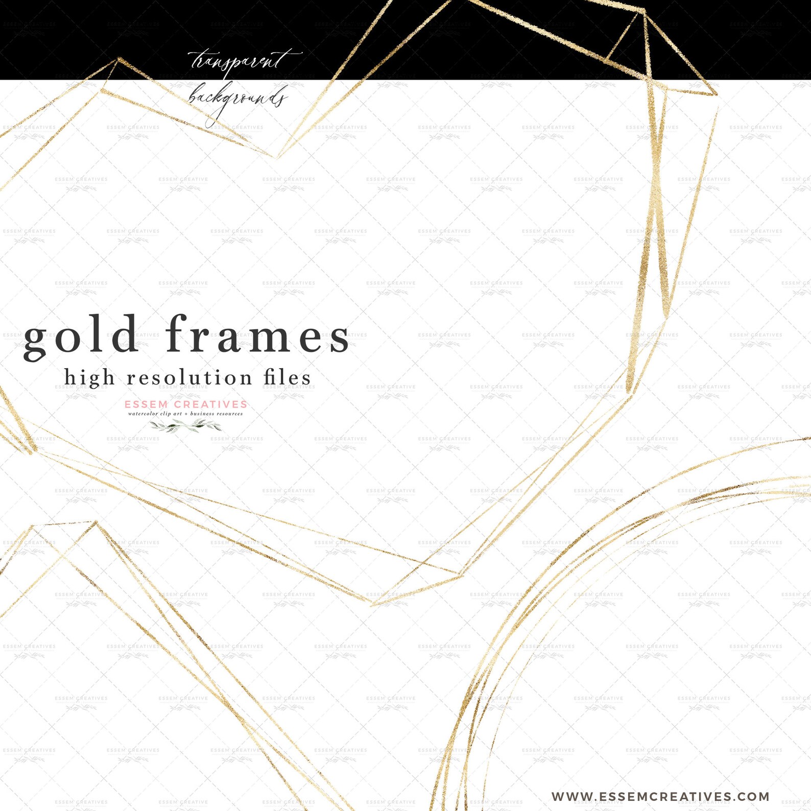 Empty Gold Geometric Frames Clipart Crystal Frames Clip Art - Etsy