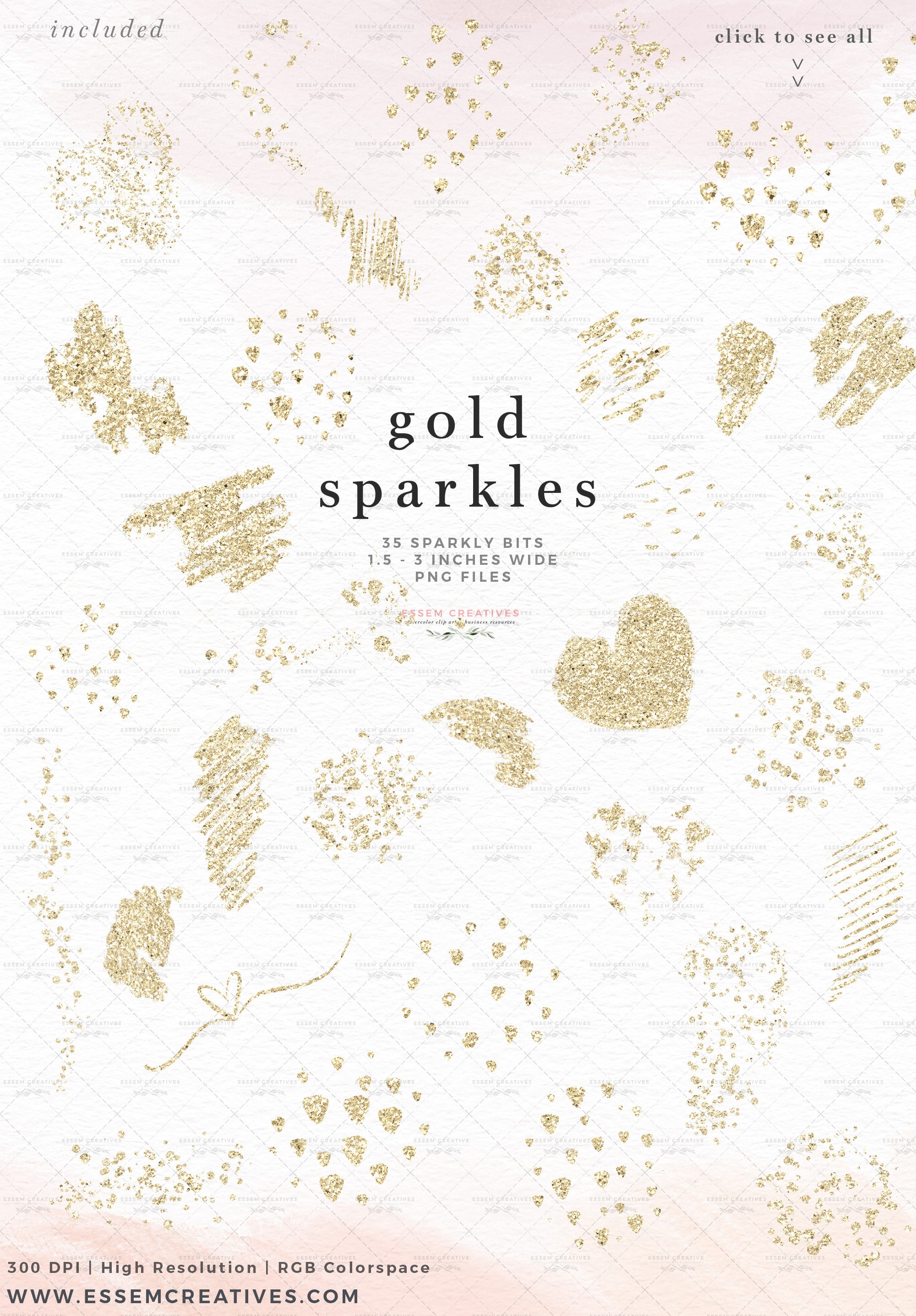 Gold Sparkle Glitter Clipart Overlay Brush Stroke Sublimation - Etsy