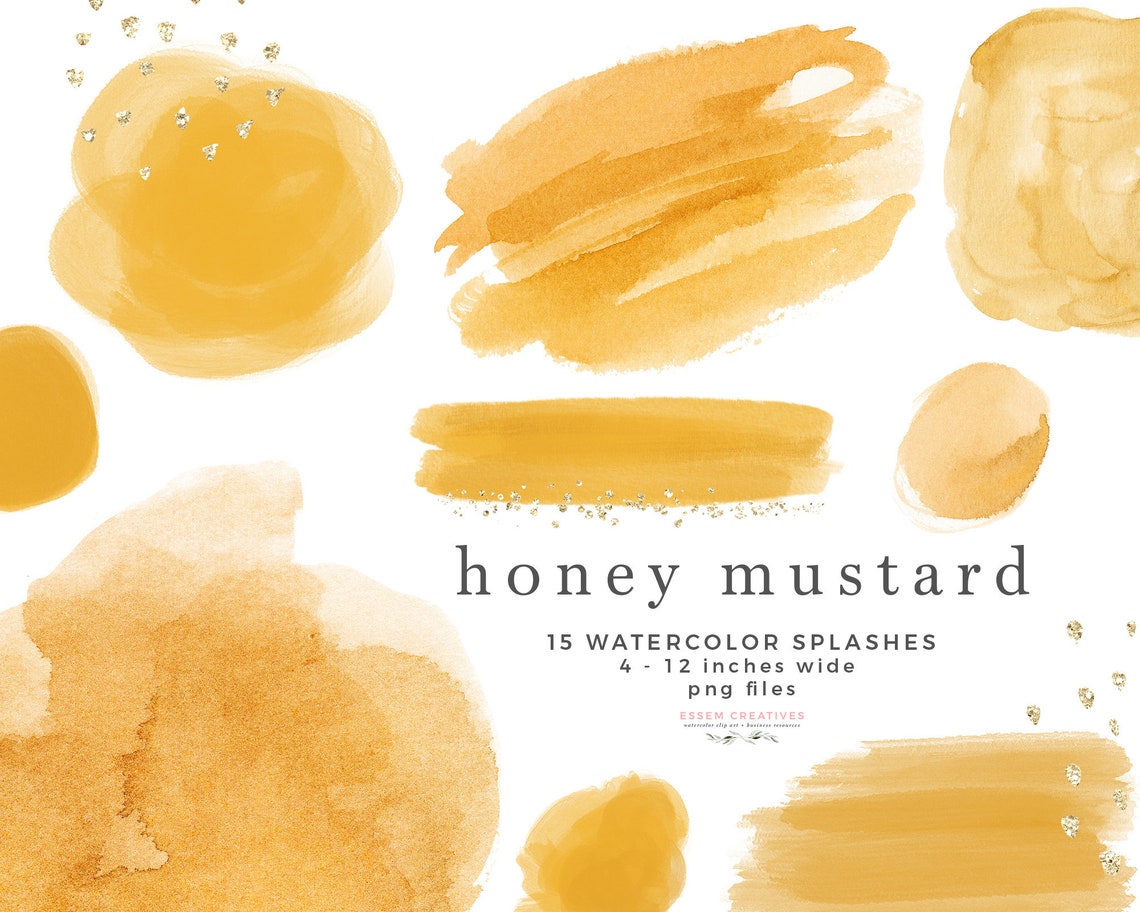 Honey Mustard Watercolor Clipart Texture Shape Splash Yellow - Etsy