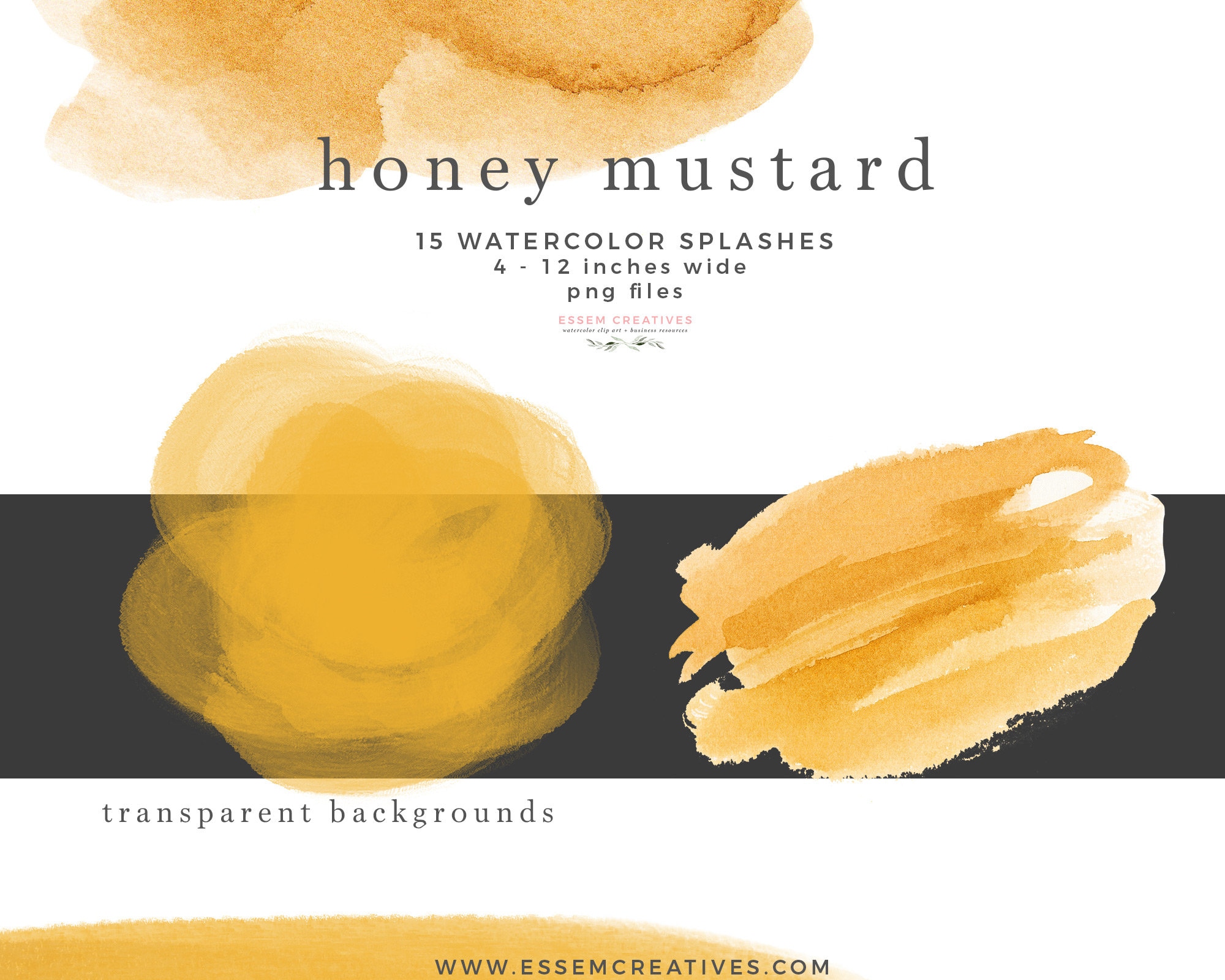 Honey Mustard Watercolor Clipart Texture Shape Splash Yellow | Etsy