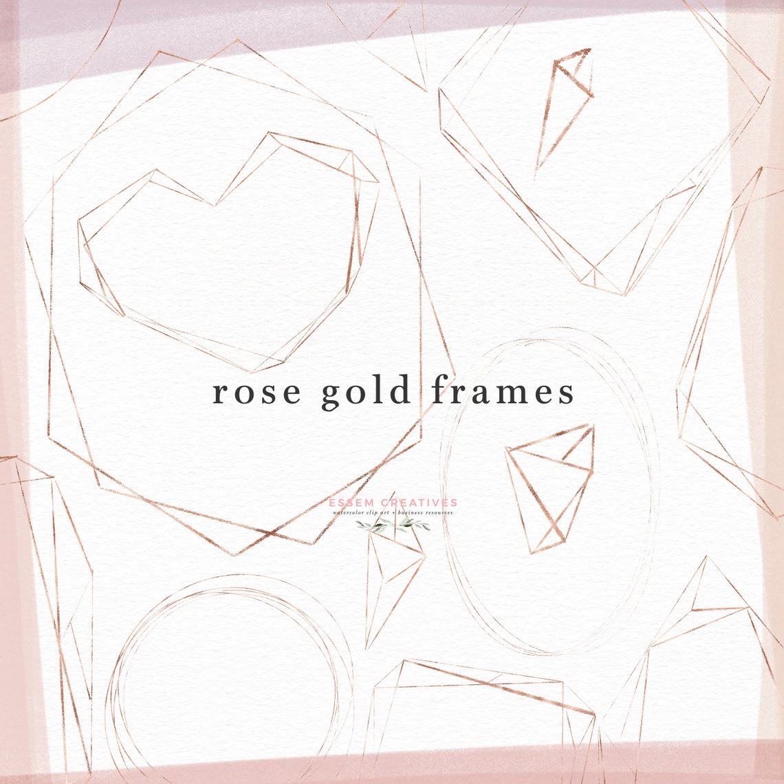 Empty Rose Gold Geometric Frames Clipart Crystal Frames Clip | Etsy