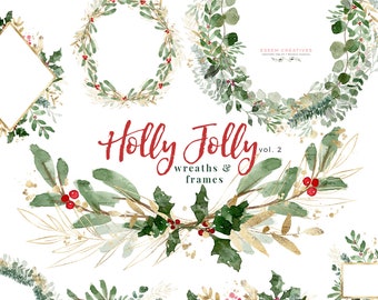 Christmas Mistletoe Watercolor Clipart PNG Hand Painted - Etsy