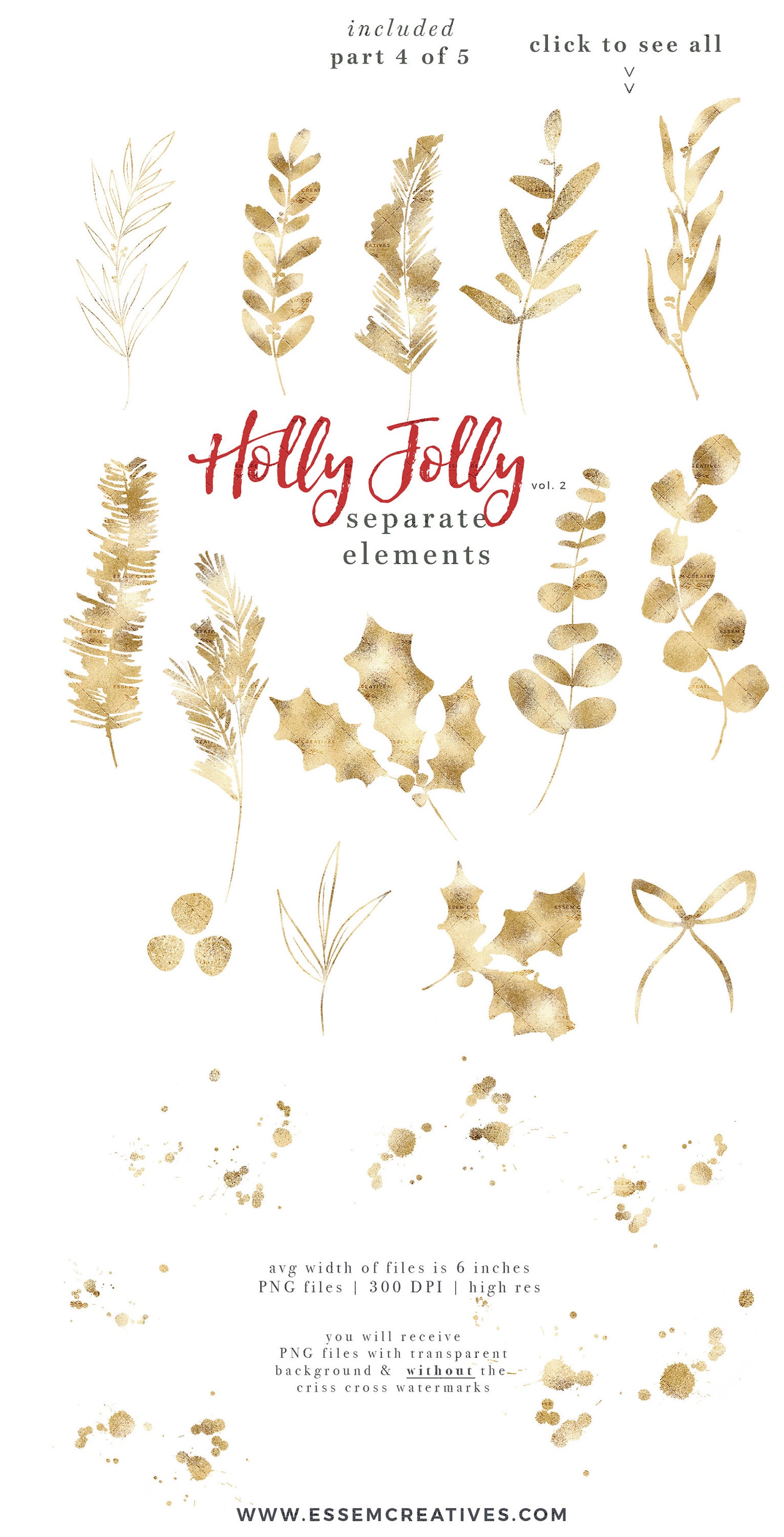 Watercolor Christmas Clipart, Holiday Clip Art, Christmas Photo Card ...
