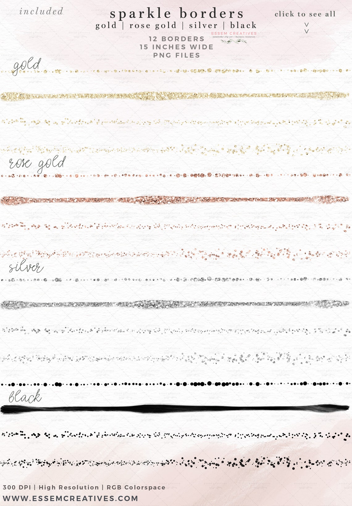 Gold Border Clipart Rose Gold Confetti Page Borders Lines | Etsy