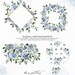 AZURE Blue Watercolor Flowers Clipart, Winter Floral Clip Art, Rustic ...