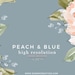 Peach and Blue Flowers Clipart, Watercolor Floral Clip Art, Spring ...