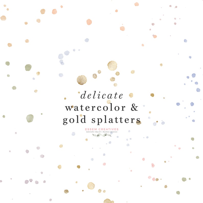 Gold Paint Splatter Clipart Overlay, Watercolor Ink Splatter Clip Art ...