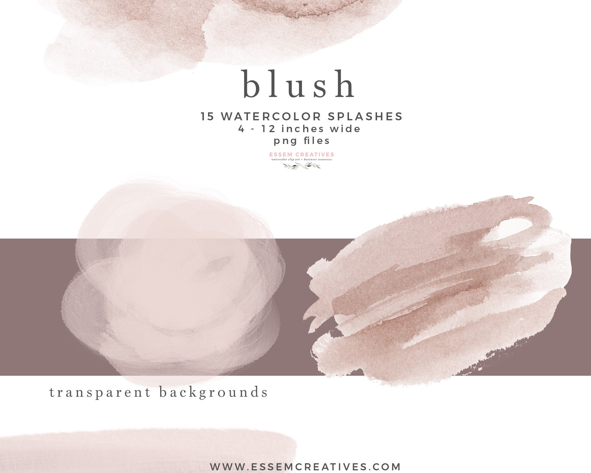 Blush Pink Watercolor Clipart Texture Shapes Splash Splodge, Watercolor ...