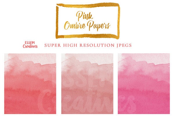 Pink Watercolor Texture Clipart Pink Ombre background for | Etsy