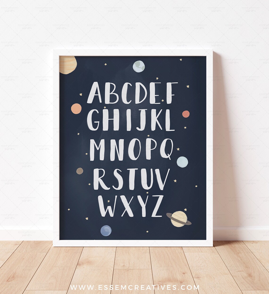 Solar System Alphabet Poster Navy Space Alphabet Print - Etsy