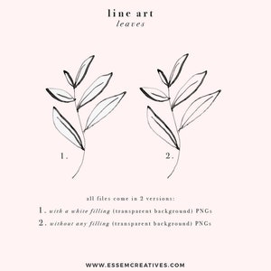 Line Art Leaves Clipart Illustration, Botanical Greenery Foliage ...