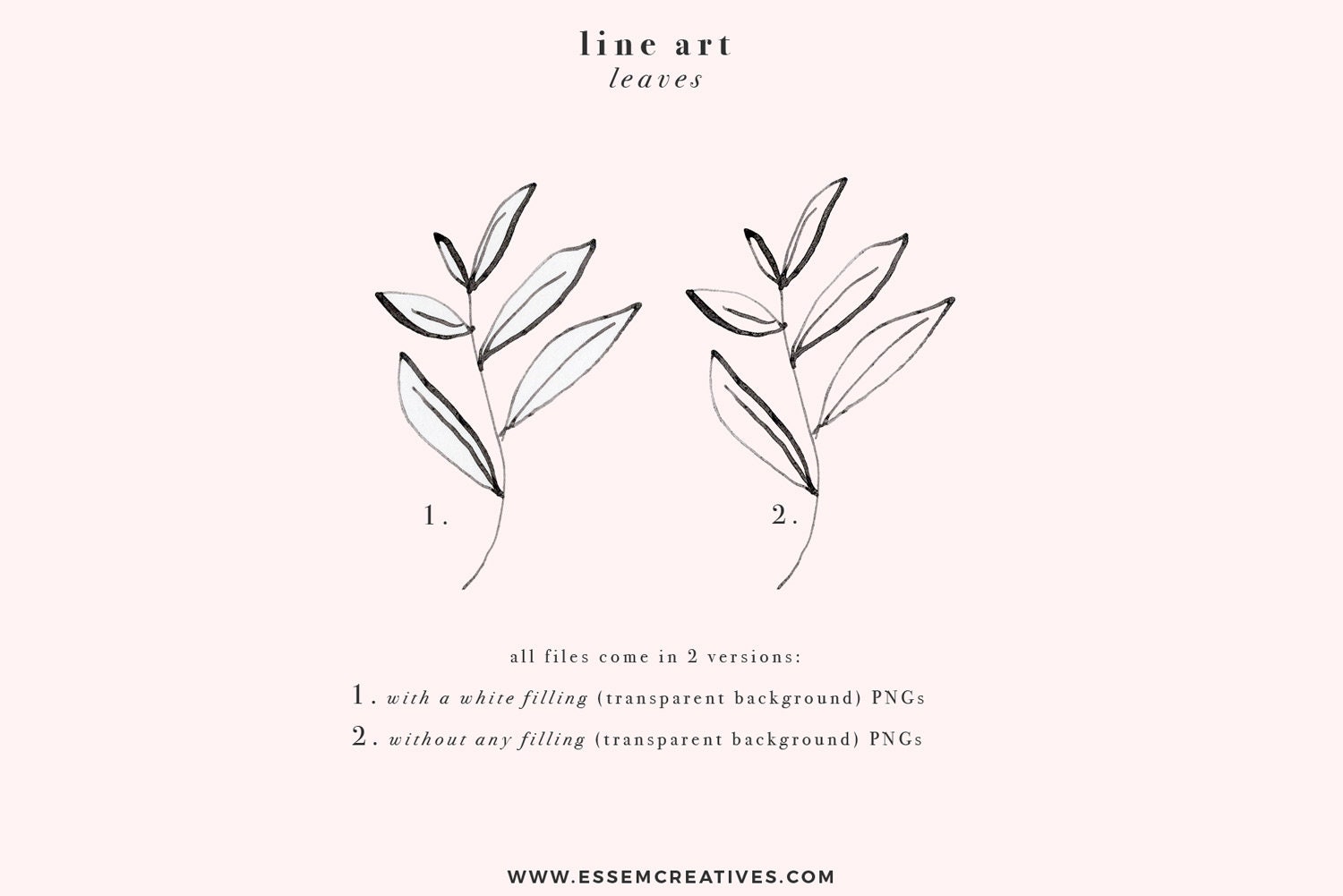 Line Art Leaves Clipart Illustration, Botanical Greenery Foliage ...