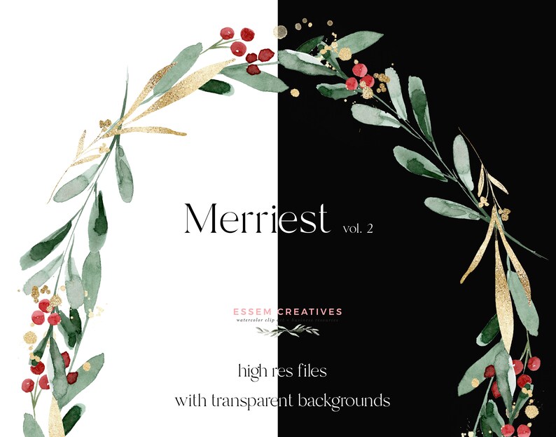 Watercolor Christmas Clipart, Christmas Photo Card Frame Background ...